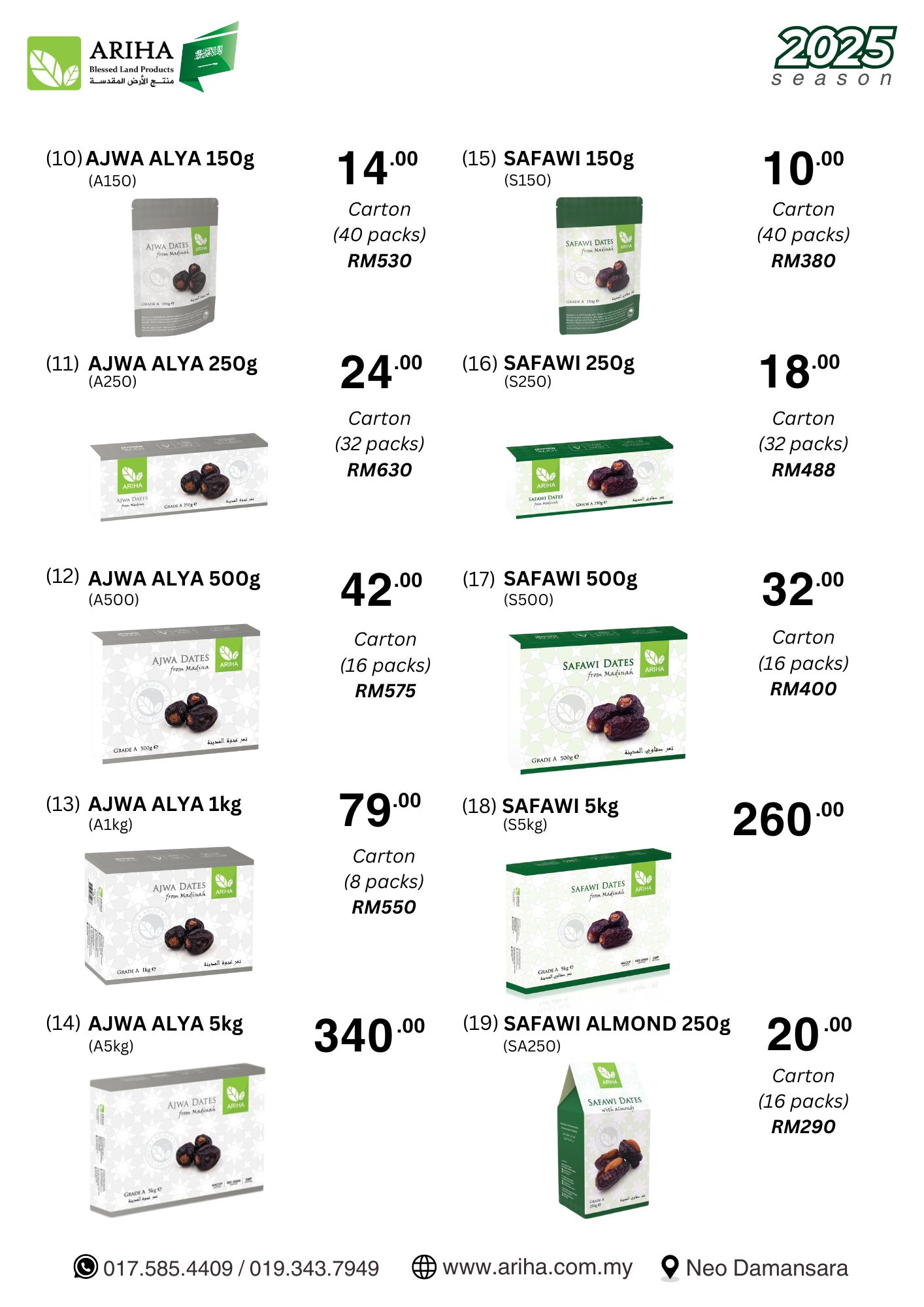 ARIHA PRICELIST 2025 Ajwa Safawi - Ariha